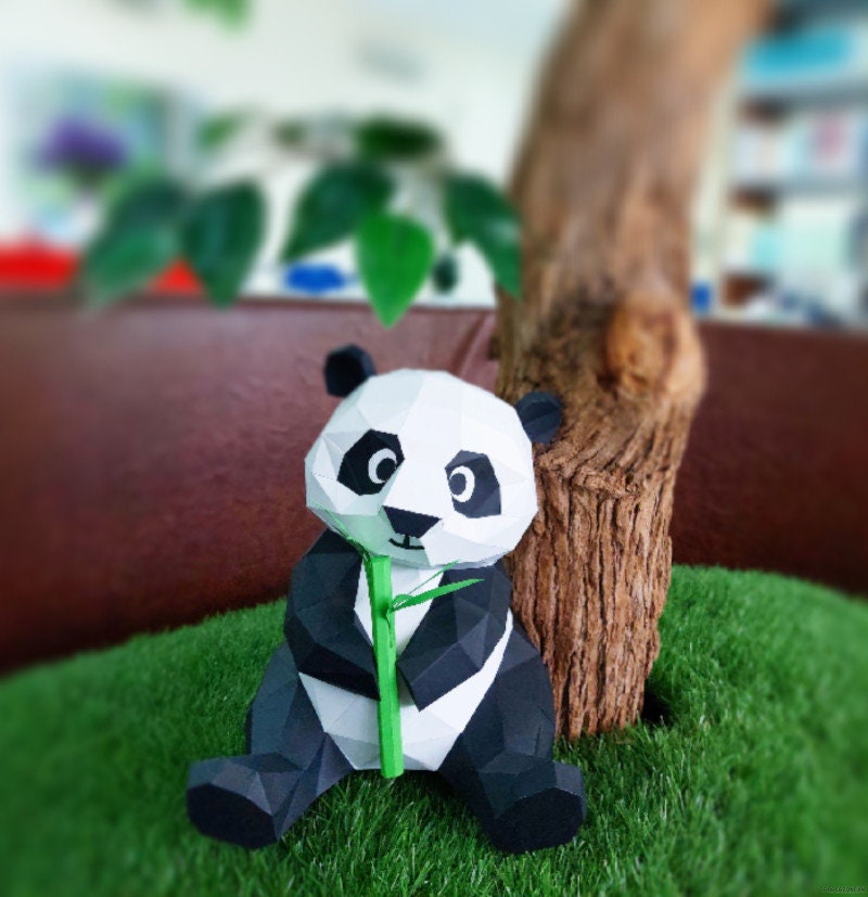 3D Panda Papercraft, Digital Template, Low Polygonal Papercraft, Animal ...