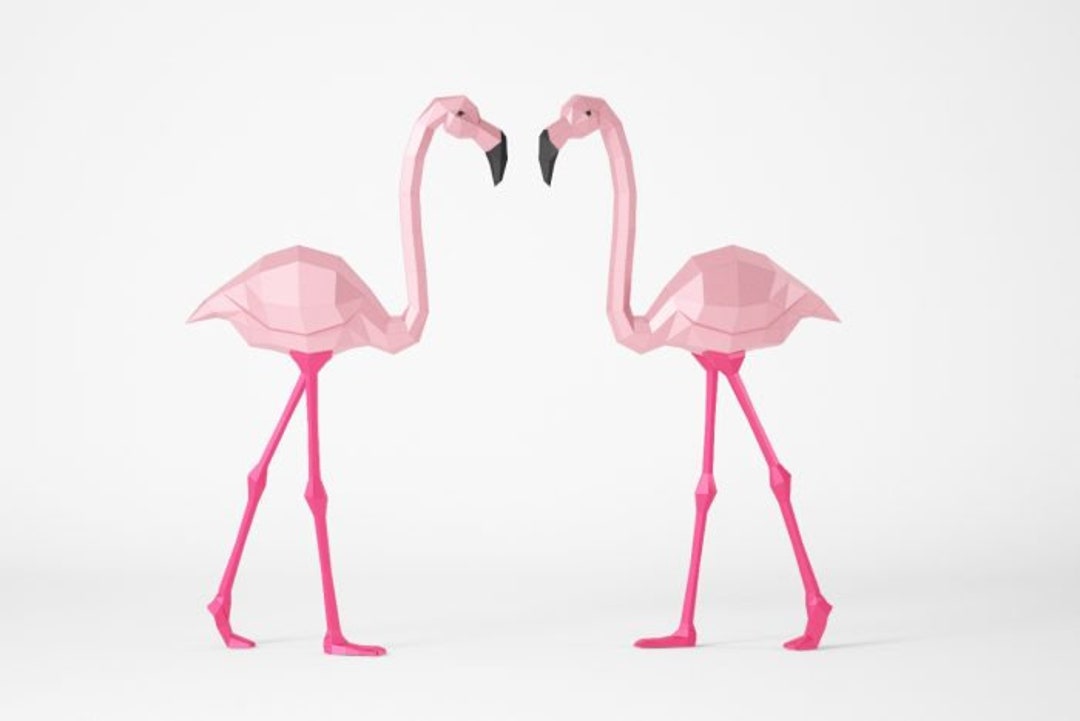 Flamingos, 3D Papercraft, Digital Template, Origami, Low Polygonal ...