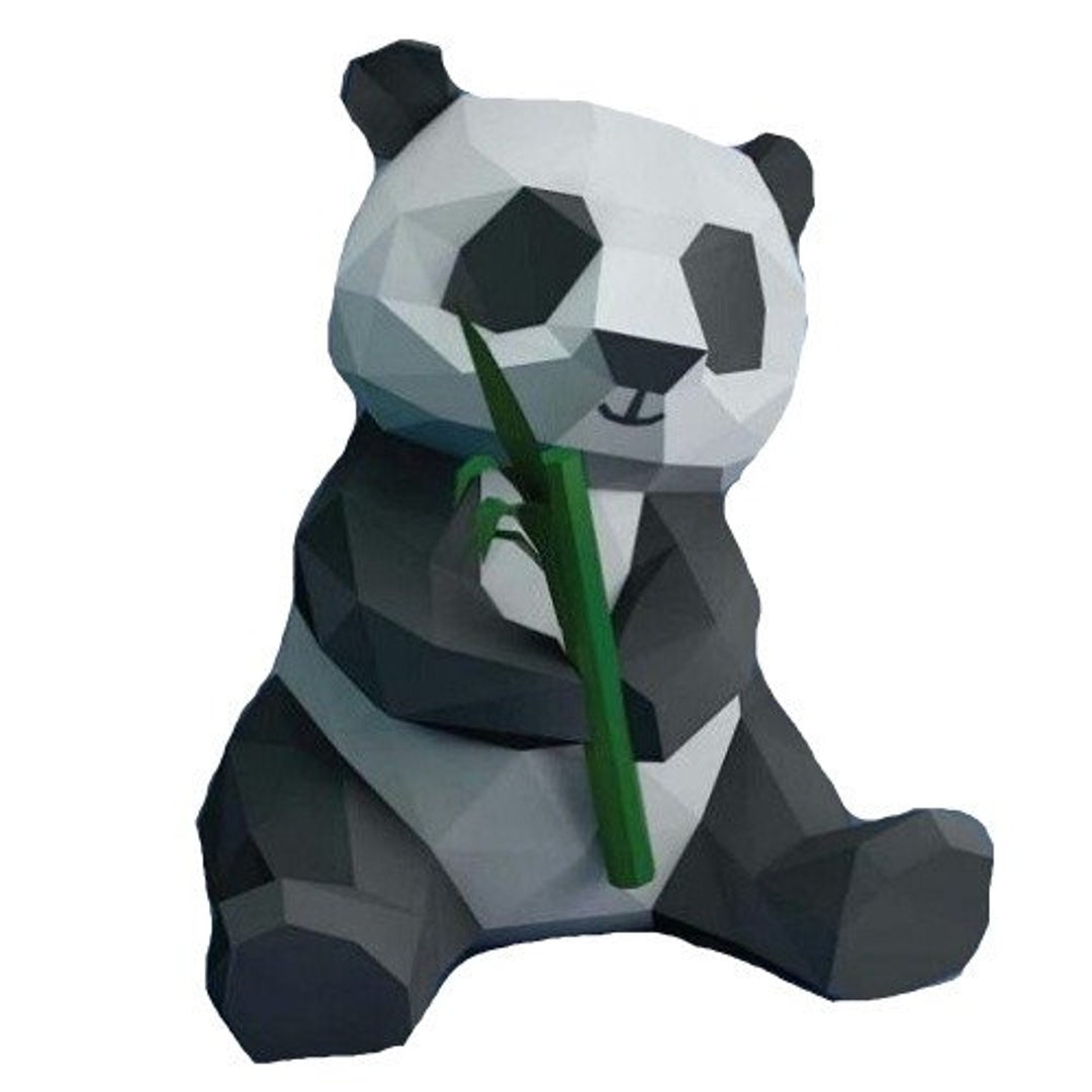 3D Panda Papercraft, Digital Template, Low Polygonal Papercraft, Animal ...