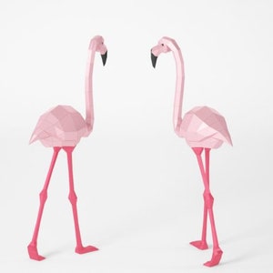 Flamingos, 3D Papercraft, Digital Template, Origami, Low Polygonal ...