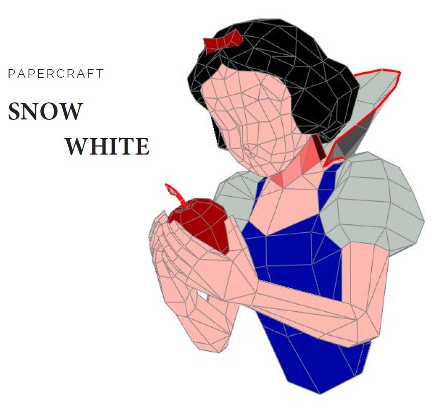 Snow White, 3D Papercraft, Digital Template, Origami, Low Polygonal ...