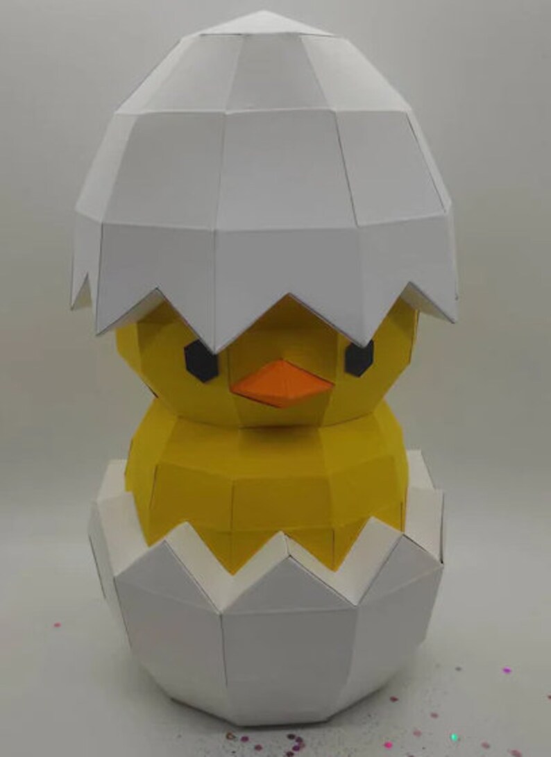 3D Papercraft, Hatching Chick Papercraft 3D DIY Low Poly Papercraft ...