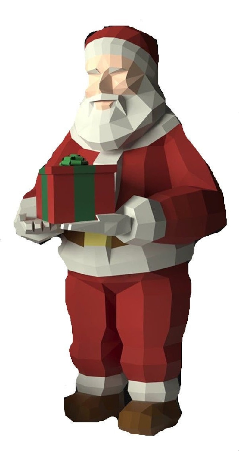 3D Santa, Christmas, 3D Papercraft, Digital Template, Low Poly ...
