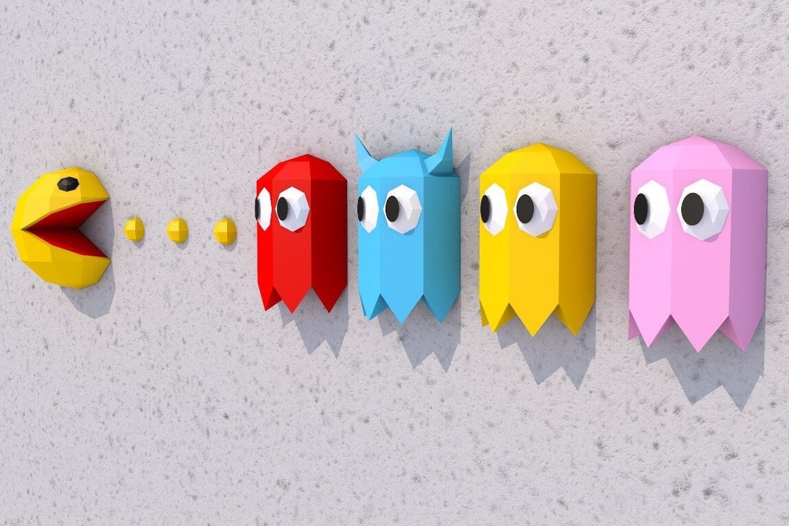 Pacman 3D Papercraft Video Game Papercraft 3D Pacman - Etsy