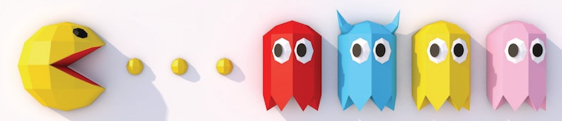Pacman, papercraft 3D, papercraft de videojuegos, Pacman 3D, origami ...