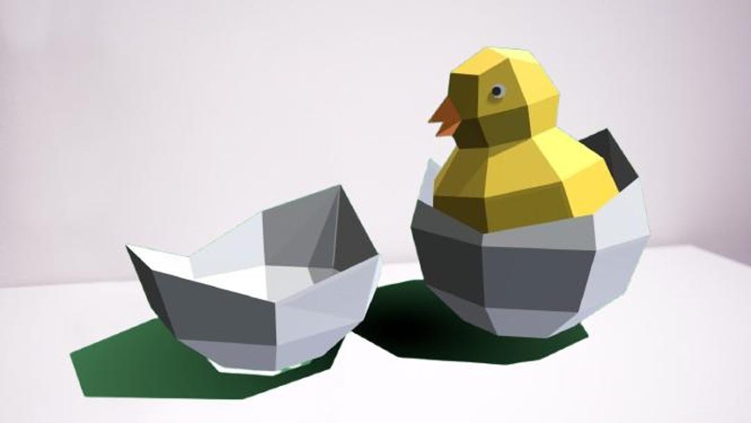 3D Papercraft, Hatching Chick Papercraft 3D DIY Low Poly Papercraft ...