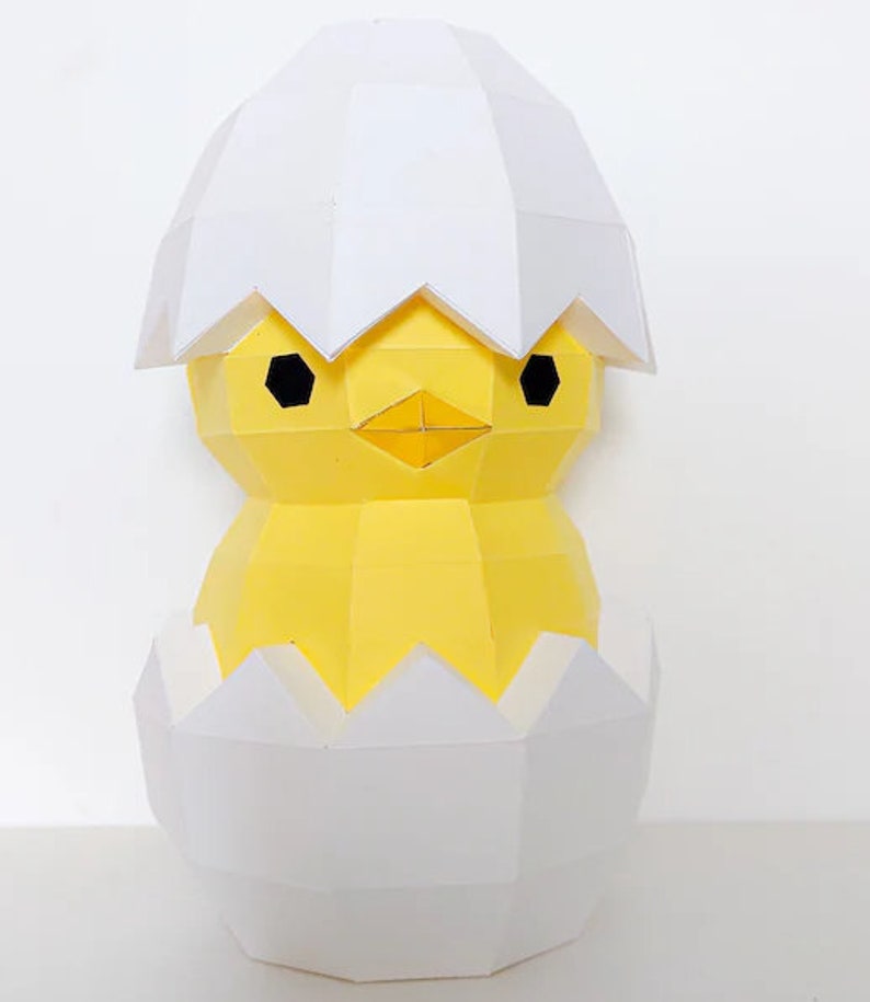 3D Papercraft, Hatching Chick Papercraft 3D DIY Low Poly Papercraft ...