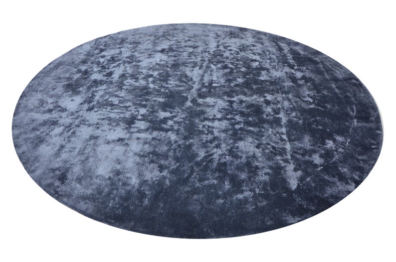 The Rugs Story - Blue Round Reflections Handmade Contemporary Rug - 5 ...