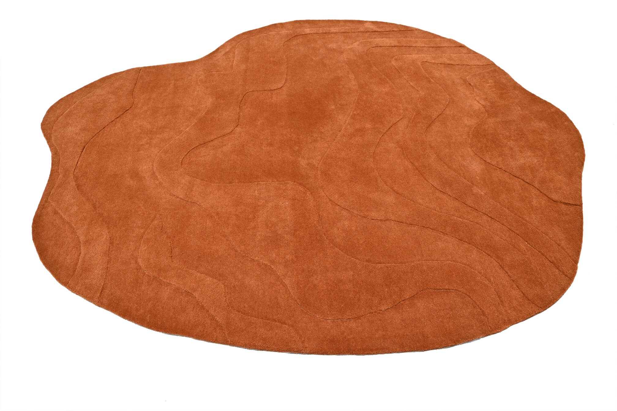 Terrain Rust Textured Irregular Shape Hand Tufted Area Rug, 5x7 Ft ...