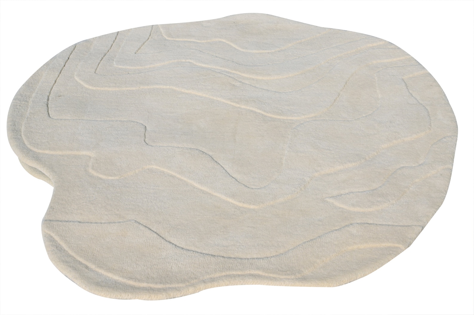 Terrain Round off White Handmade Area Rug Wool Circular Modern Carpet ...