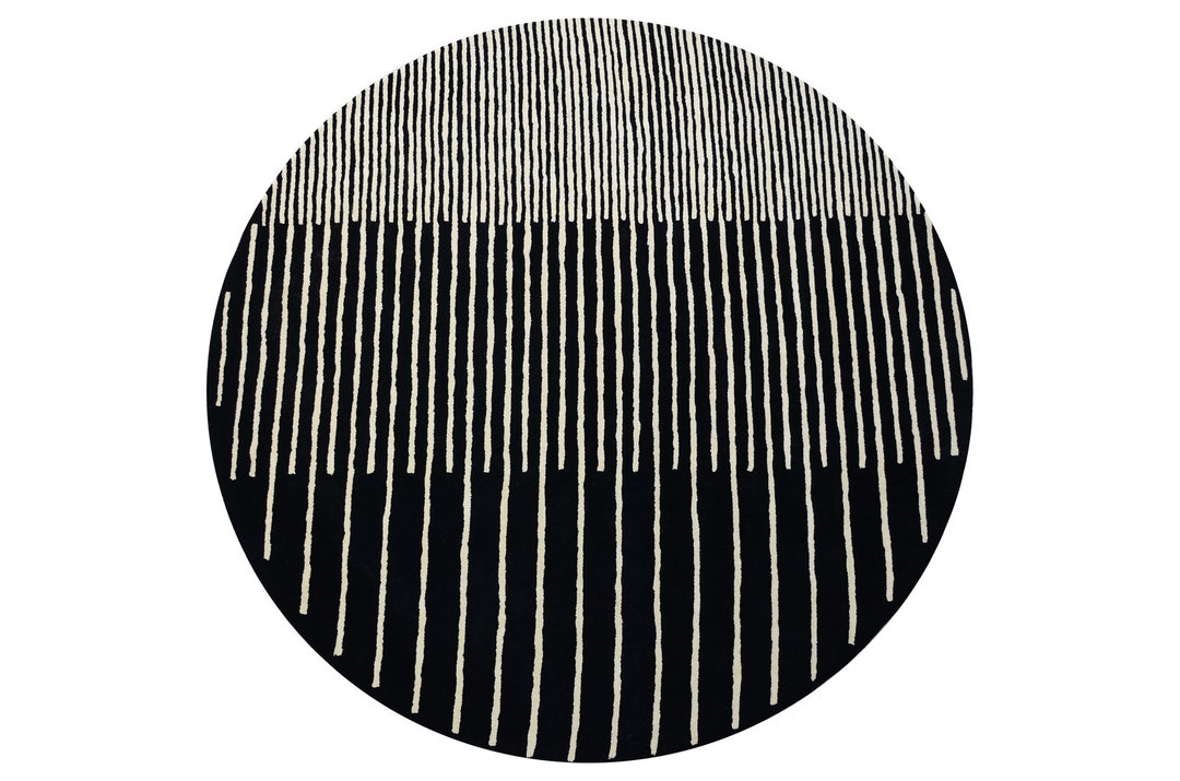 The Rugs Story Zaria Round Black & White Handmade Rug Modern Design for ...