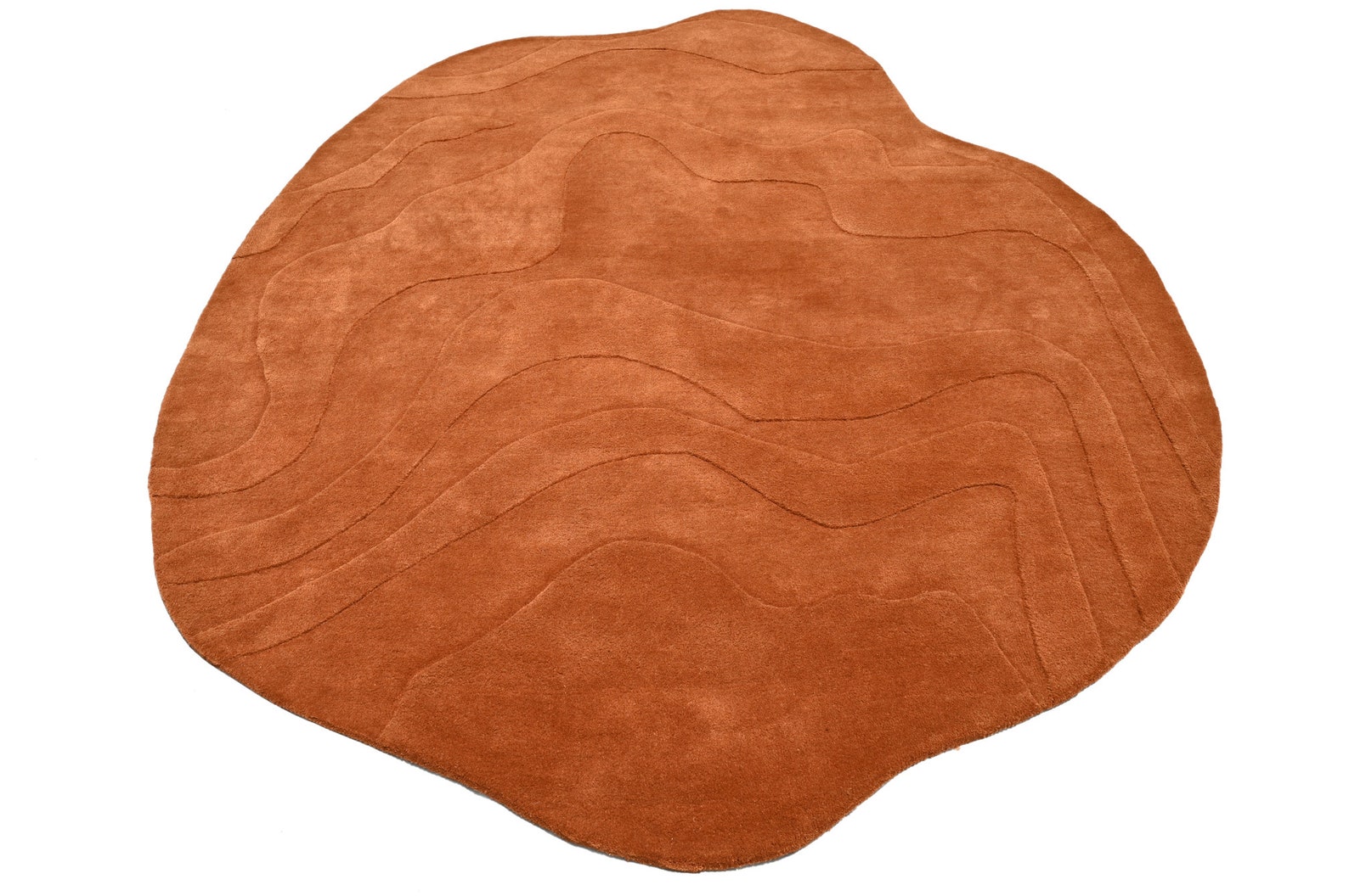 Terrain Rust Textured Irregular Shape Hand Tufted Area Rug, 5x7 Ft ...