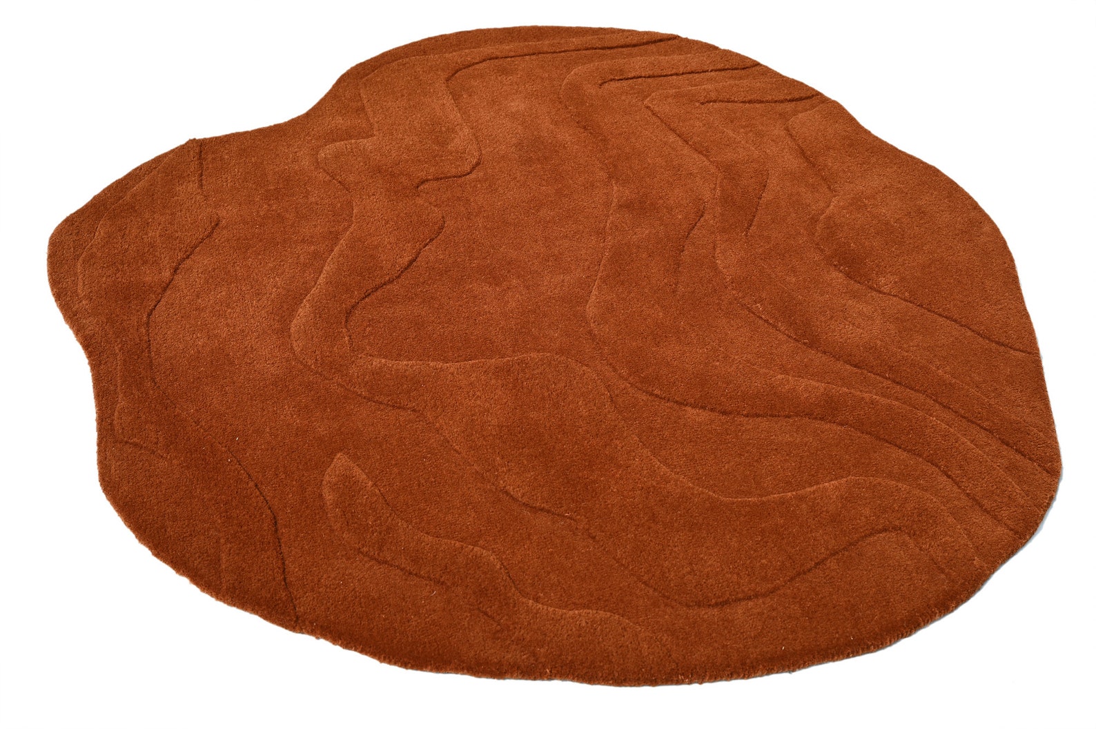 The Rugs Story - Terrain Round Rust Handmade Area Rug Wool Irregular ...