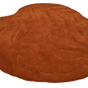 The Rugs Story - Terrain Round Rust Handmade Area Rug Wool Irregular ...