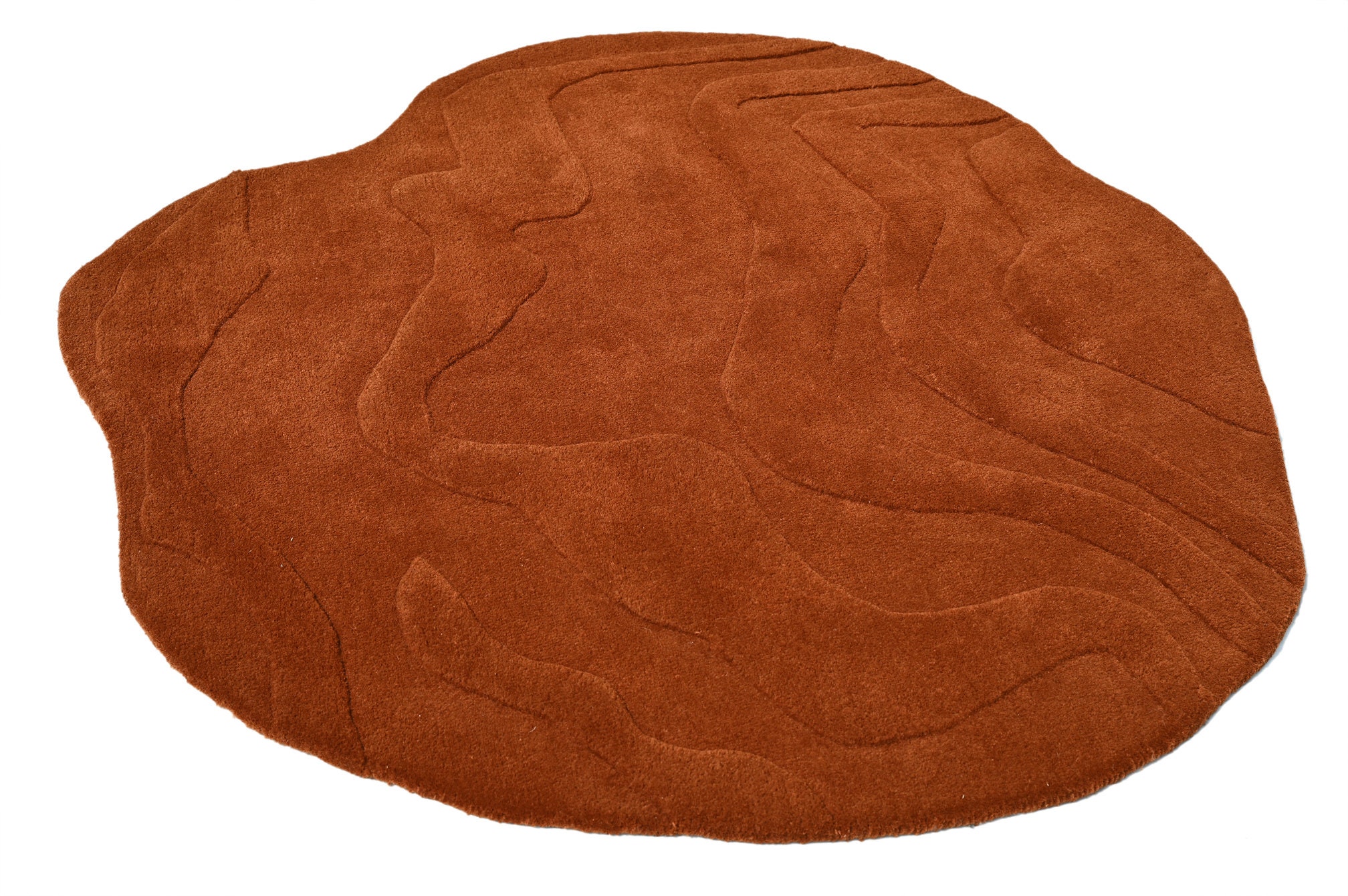 The Rugs Story - Terrain Round Rust Handmade Area Rug Wool Irregular ...