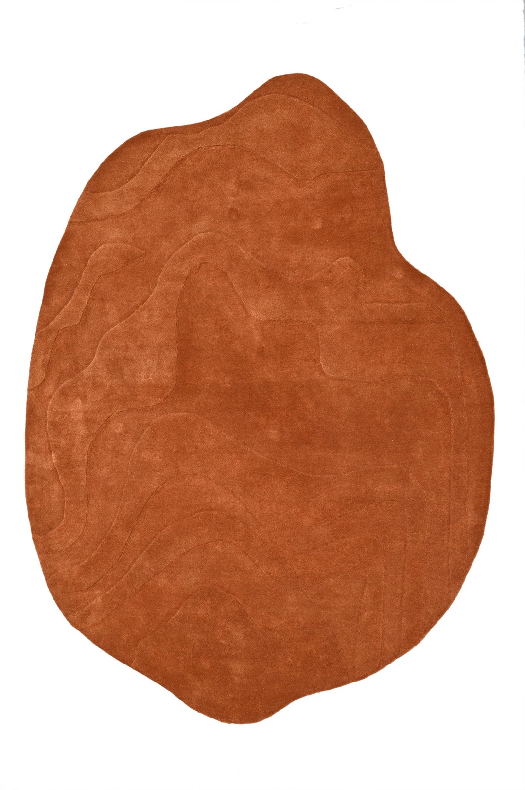 Terrain Rust Textured Irregular Shape Hand Tufted Area Rug, 5x7 Ft ...