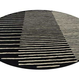 The Rugs Story Zaria Round Black & White Handmade Rug Modern Design for ...