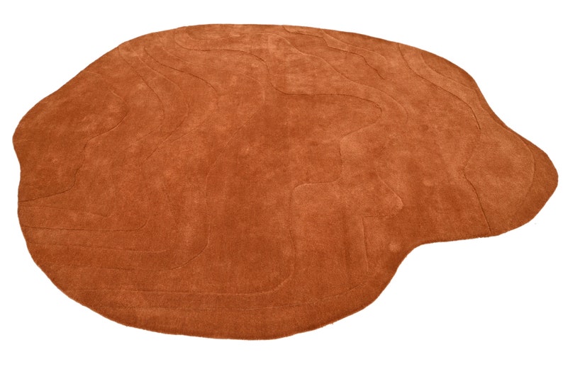 Terrain Rust Textured Irregular Shape Hand Tufted Area Rug, 5x7 Ft ...