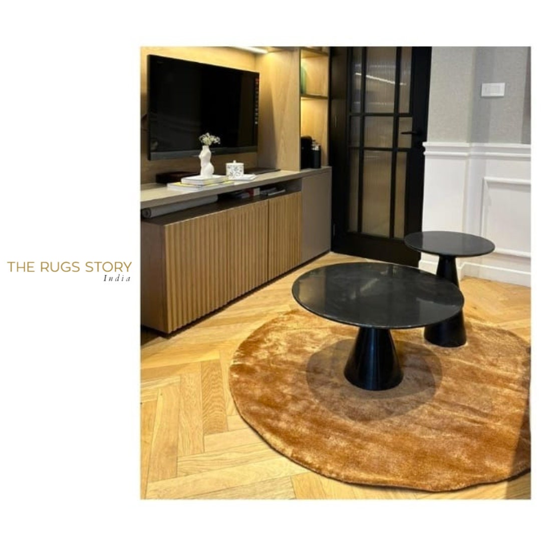 The Rugs Story - Brown Round Reflections Handmade Living Room Rug ...