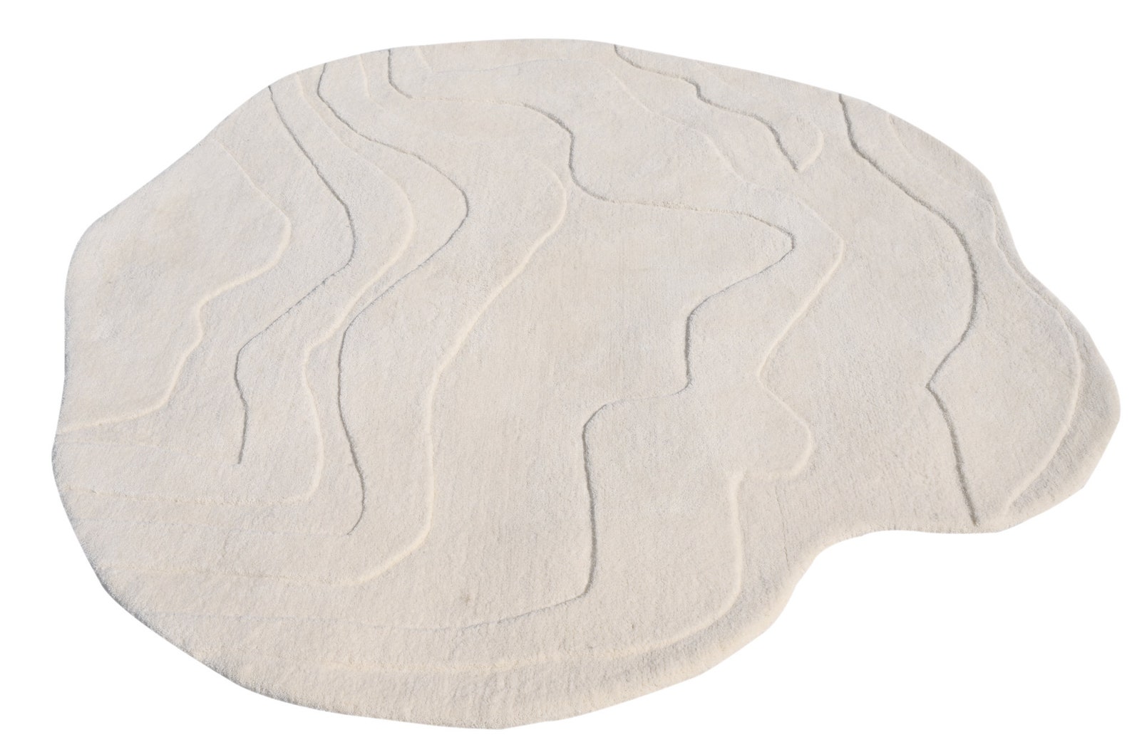 Terrain Round off White Handmade Area Rug Wool Circular Modern Carpet ...