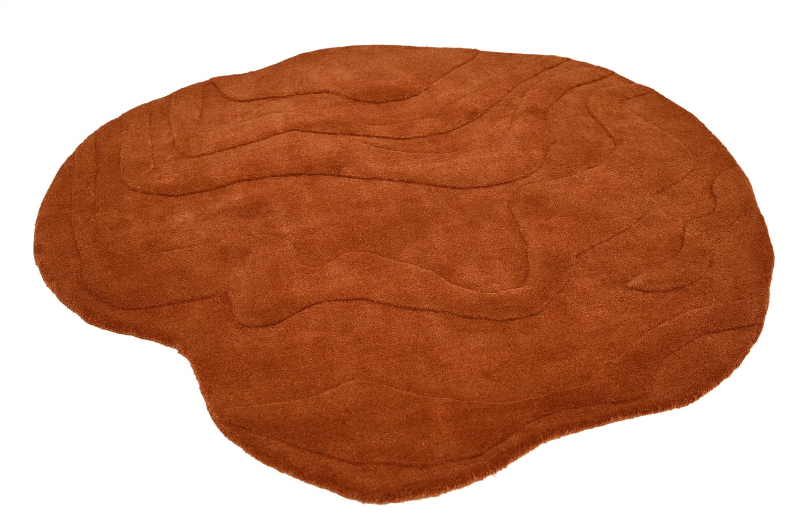 The Rugs Story - Terrain Round Rust Handmade Area Rug Wool Irregular ...