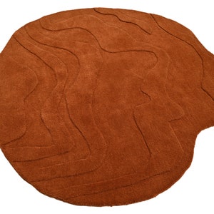 The Rugs Story - Terrain Round Rust Handmade Area Rug Wool Irregular ...