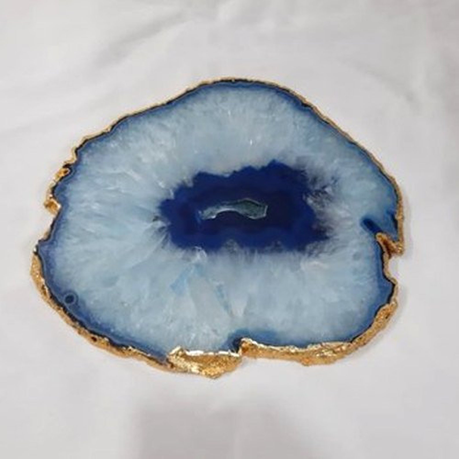Blue Agate Serving Platter: Gold Electroplated Edges, Home Decor - Etsy
