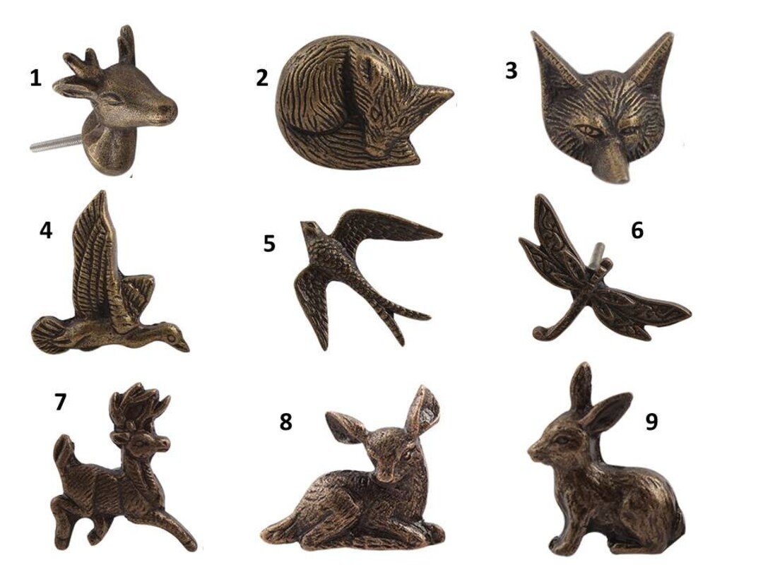 Antique Animal Cupboard Door Handles, Animal Drawer Pulls Gold Metal ...