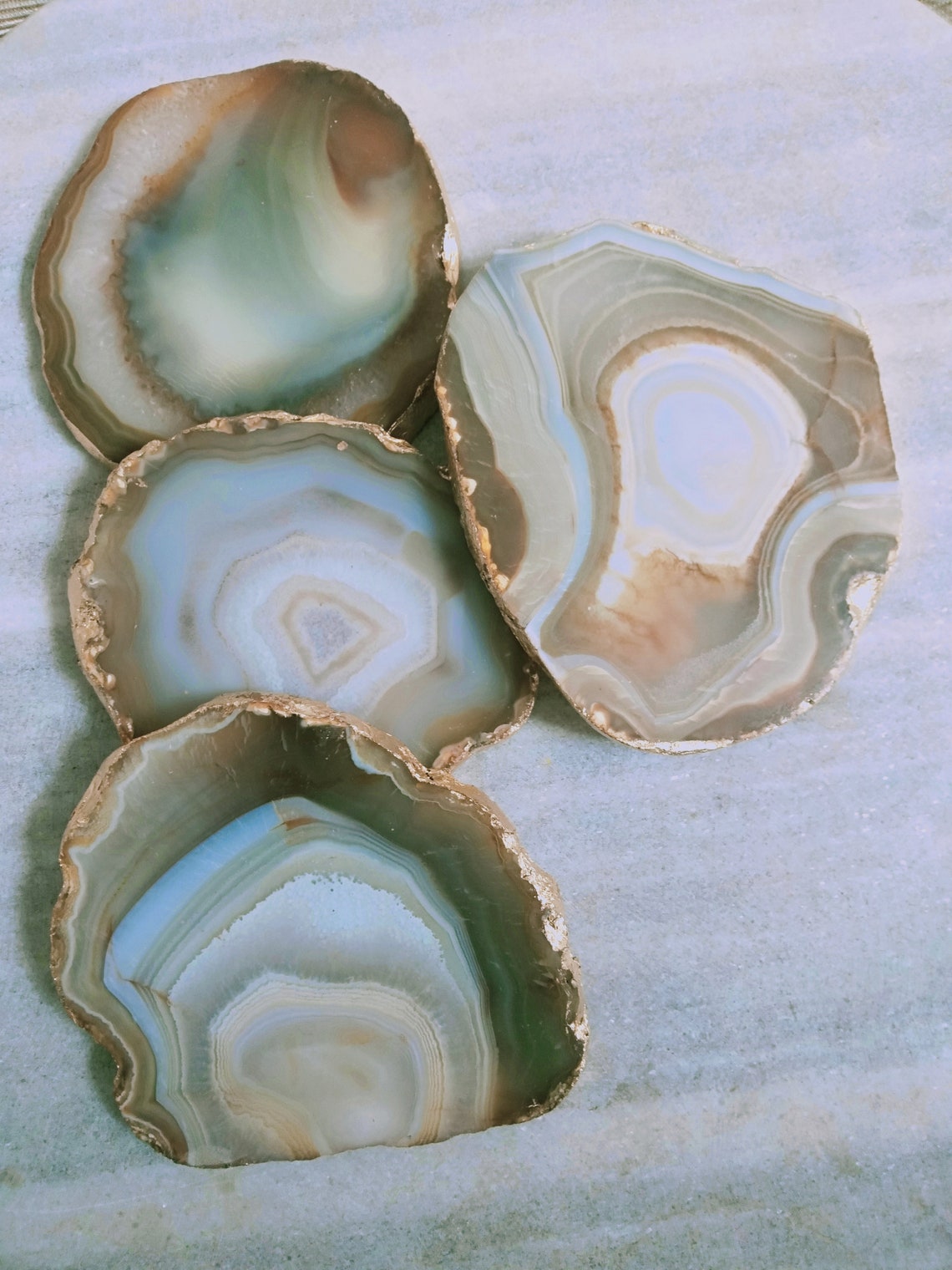 Yellow Agate Coaster With Silver / Gold Electroplated.agate | Etsy