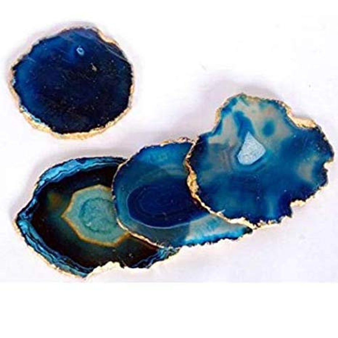 Agate Coasters Blue Agate Coasters With Silver or Gold Electroplated ...
