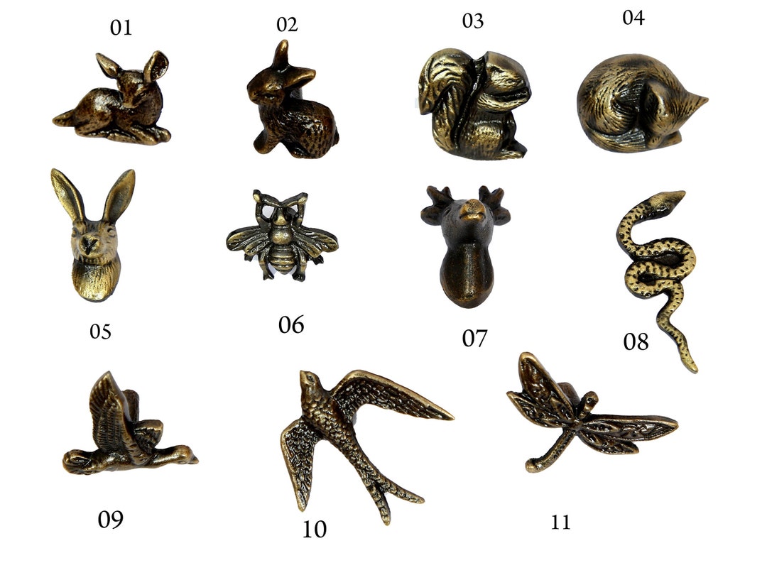 Antique Animal Cupboard Door Handles, Animal Drawer Pulls | Gold Metal ...