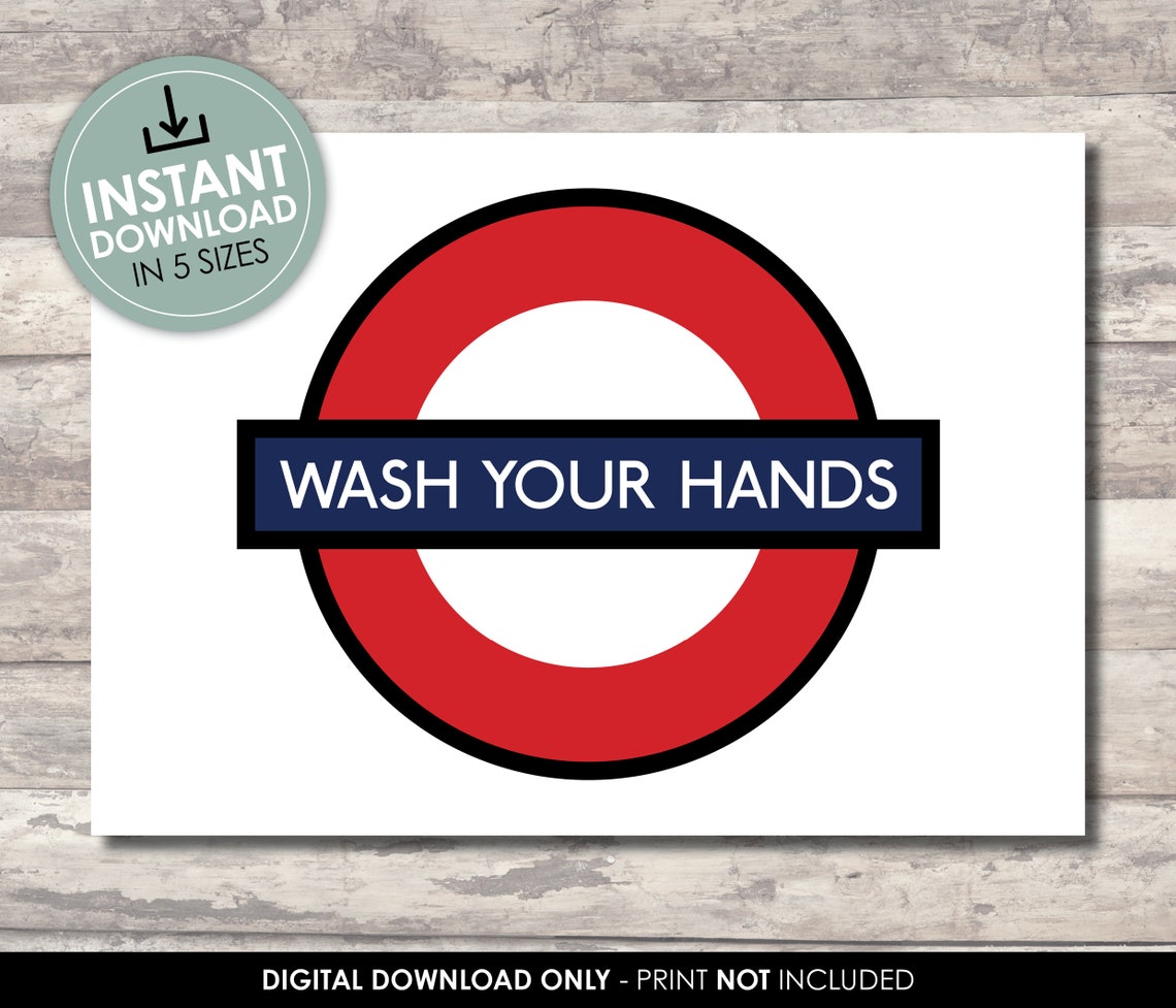 Fun Toilet Sign Wash Your Hands Rectangle & Circles, WC Sign INSTANT ...