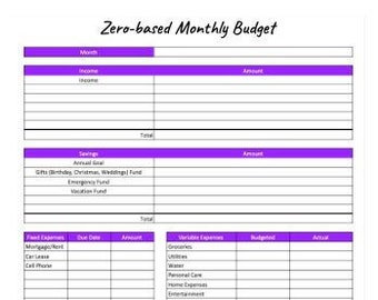 Zero-based Budget Spreadsheet Template | Personal Finance Planner ...