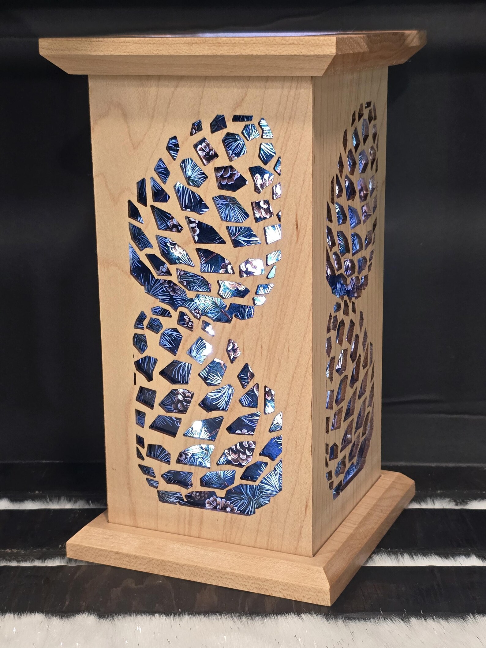 Maple Lantern With Pinecone Cutouts and Pinecone Acrylic, LED Fairy ...