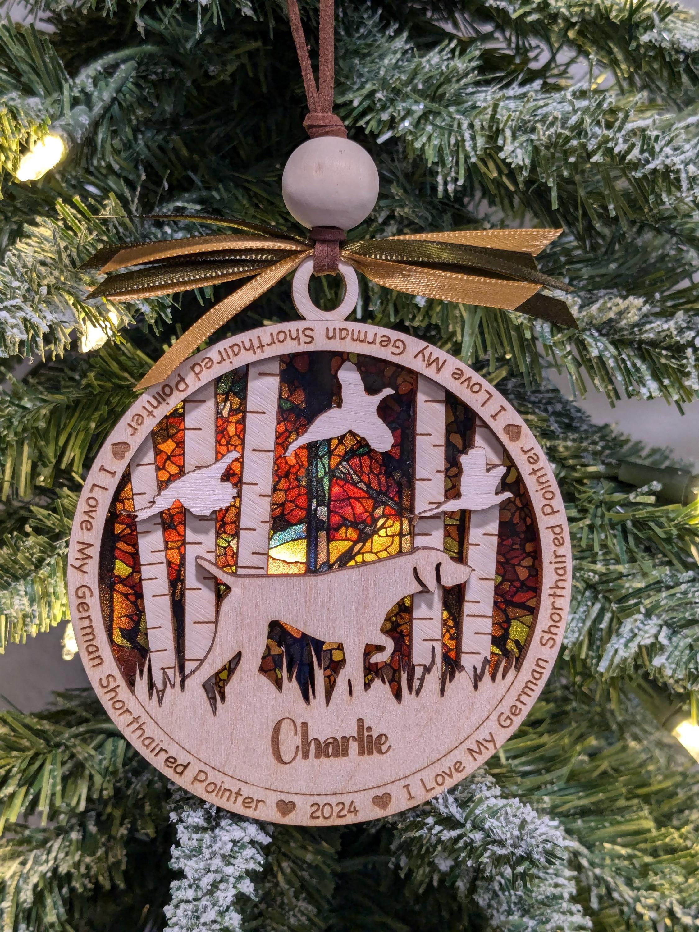 Custom German Shorthaired Pointer Ornament, Birch Tree, Wooden ...