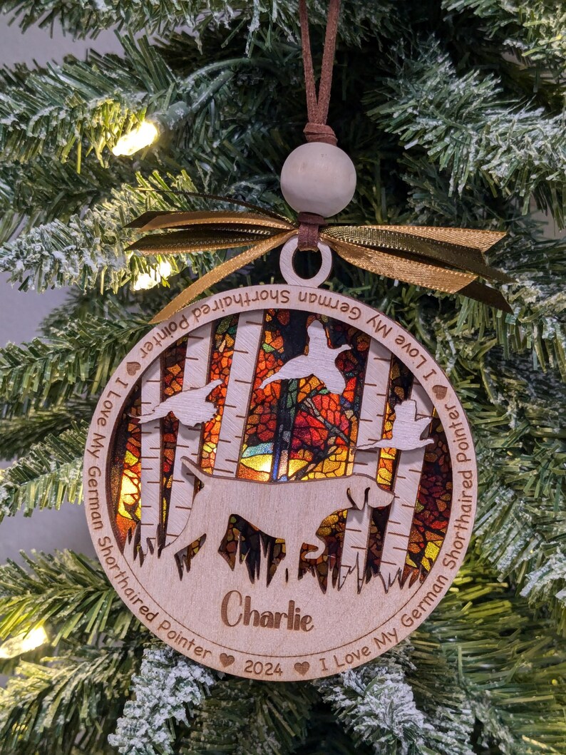 Custom German Shorthaired Pointer Ornament, Birch Tree, Wooden ...