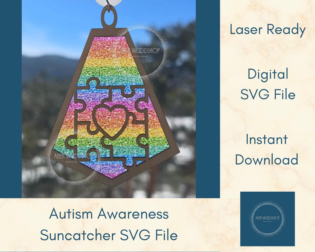 Autism Awareness Suncatcher SVG File Digital Download, Hanging Ornament ...
