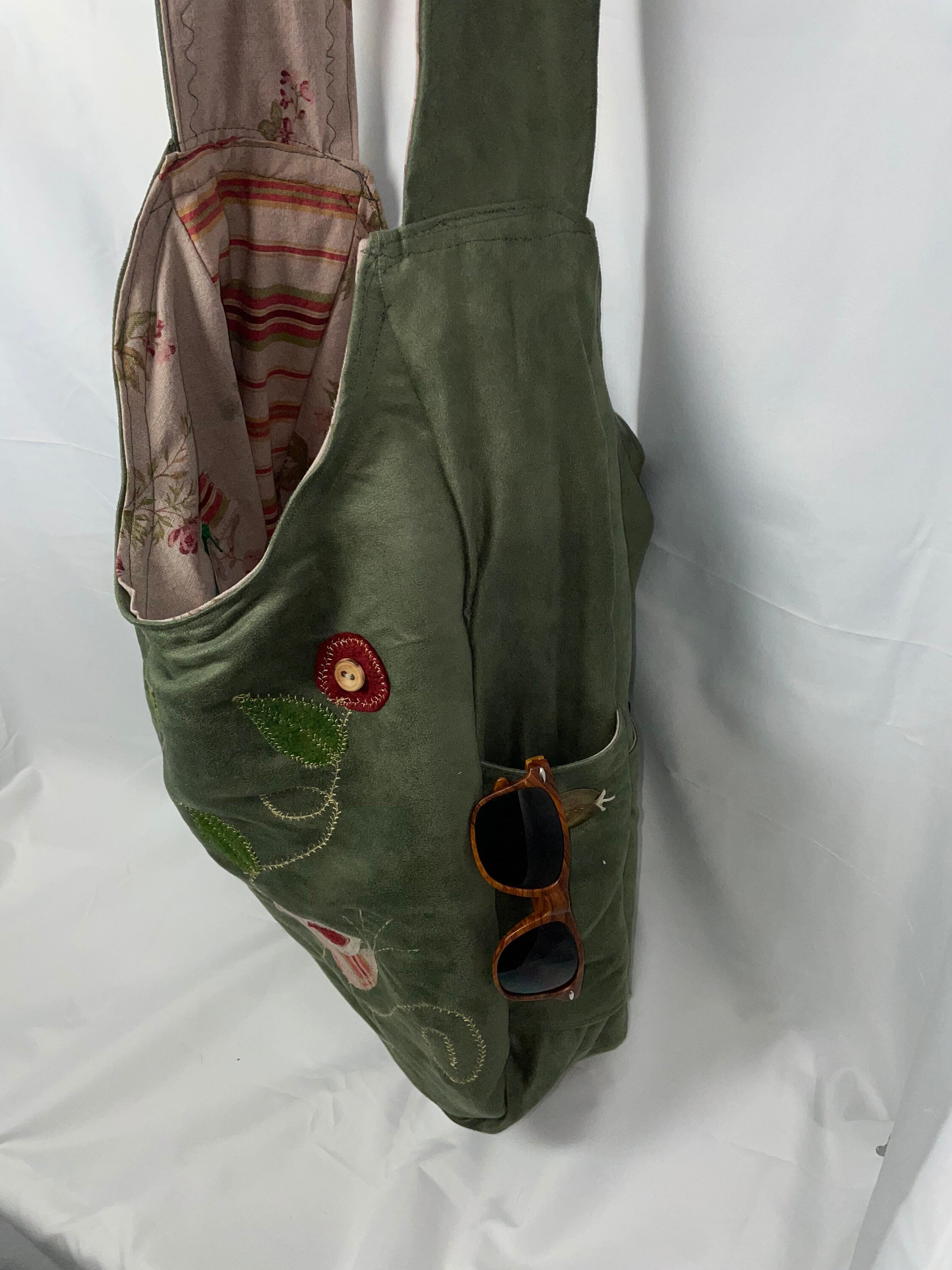 ONLY ONE XL Hobo Bag. Green With Vintage Look Interior - Etsy