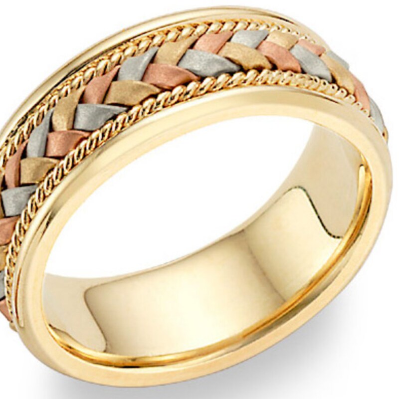 Tricolor Braided Wedding Band - Etsy