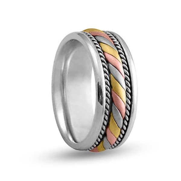 Tricolor Braided Wedding Band - Etsy