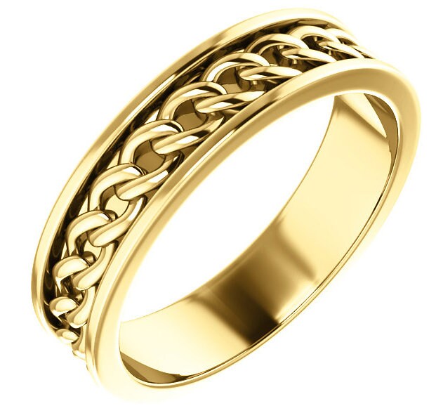 Men's 14k Gold Link Chain Design Wedding Band Ring - Etsy