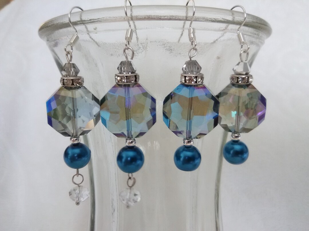 Blue Earrings, Glass Bead Earrings, Drop Earrings, Dangle Earrings ...