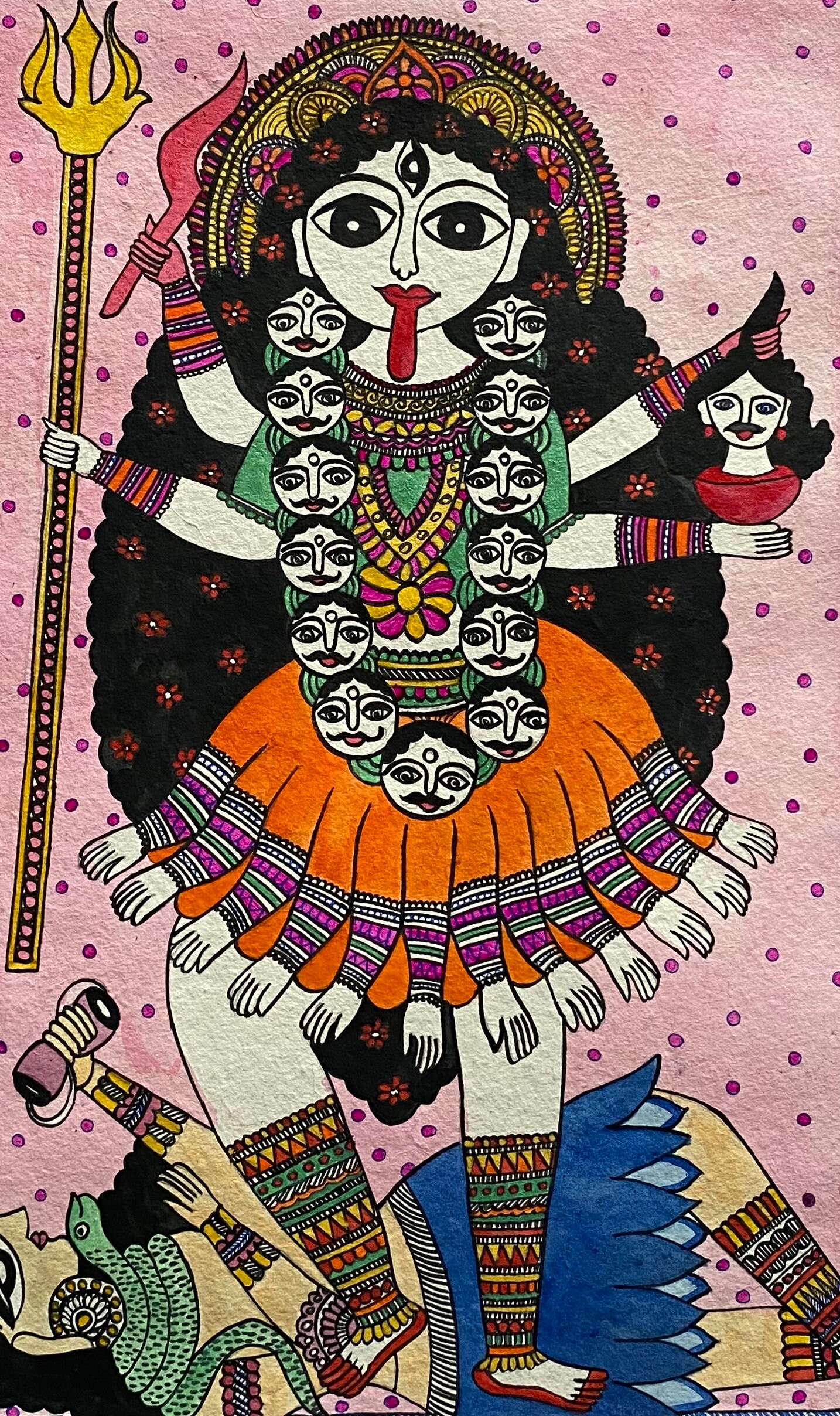 Goddess Kali Madhubani Painting, Handmade, Indian Ethnic Art, Home ...