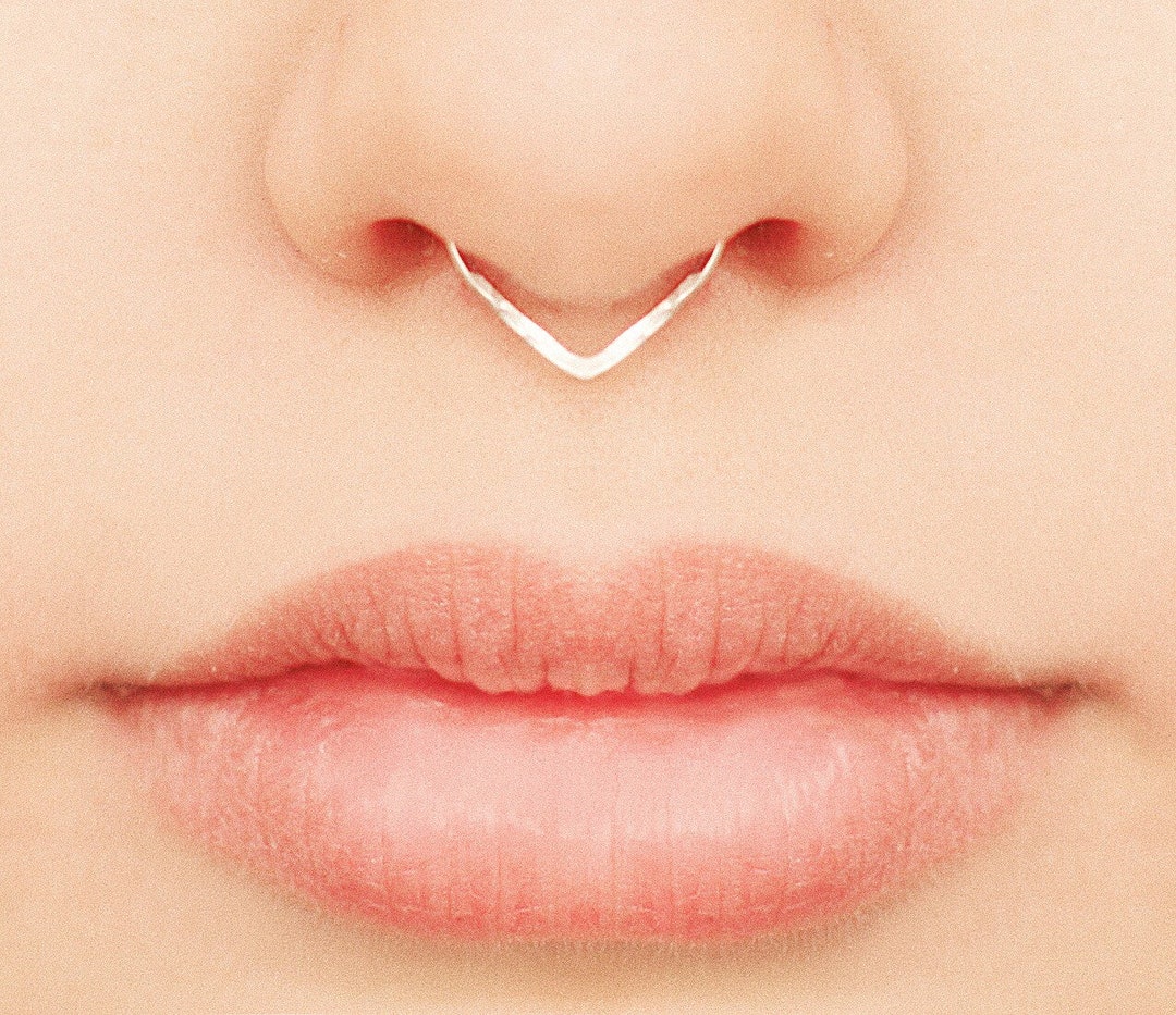 Septum Ring, Nose Ring, Septum Triangle Piercing, Gold or Silver Septum ...