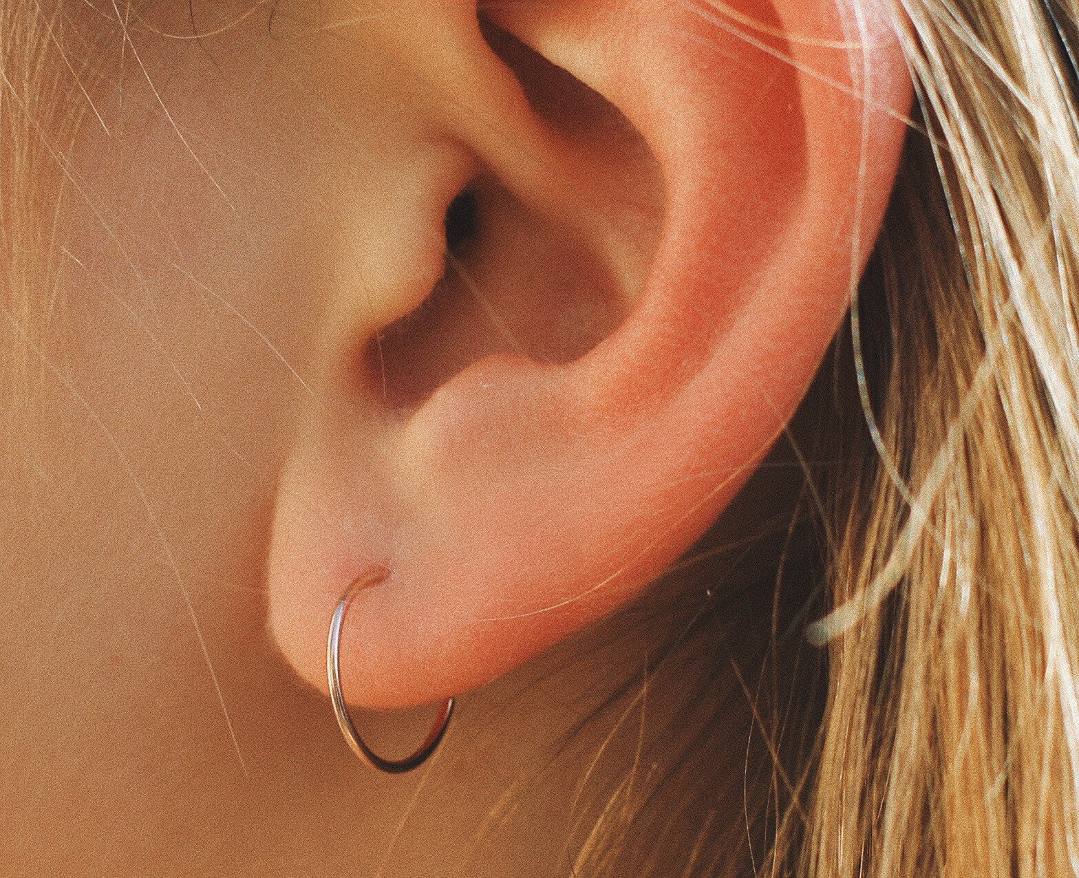 Ear gold hoop, Cartilage gold hoop, Helix piercing ring, Nose piercing ...