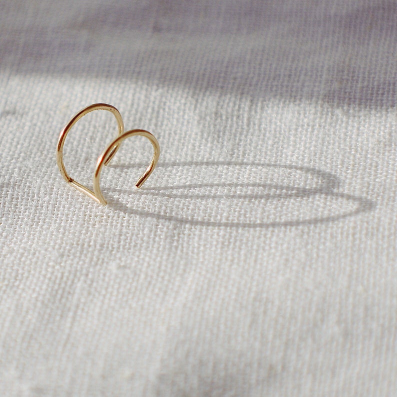 Double WIDE Ear Cuff Fake Piercing Gold Ear Cuff Cartilage | Etsy