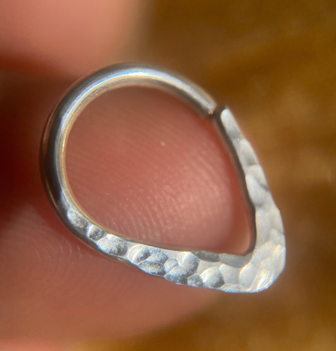 Hammered Septum Ring, 16 Gauge Septum Ring, Septum Triangle Piercing ...