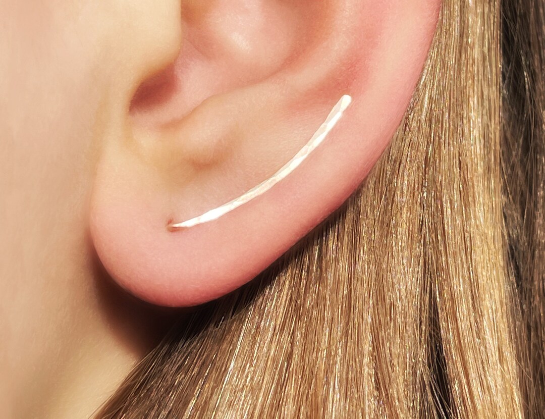 Gold Bar Ear Climber Earrings: Sterling Silver, Rose Gold Filled - Etsy