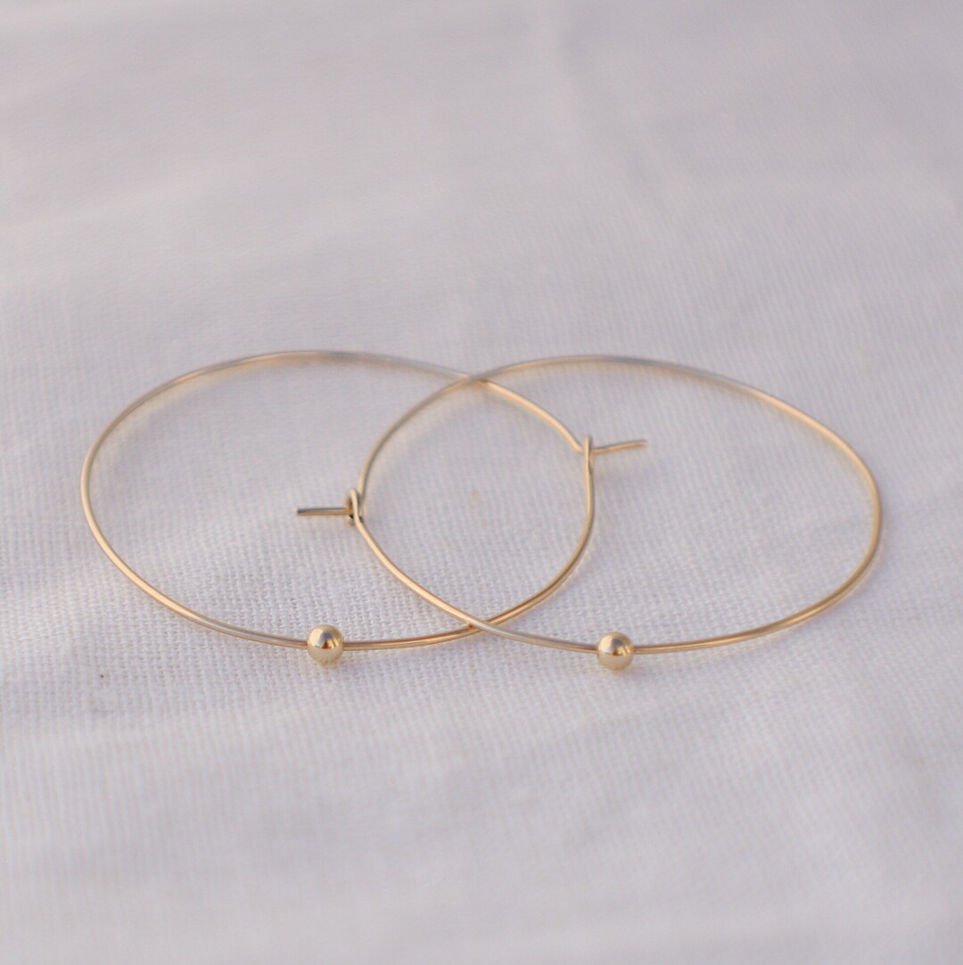 Gold Ball Hoop Earrings: Lightweight Minimalist Style - Etsy