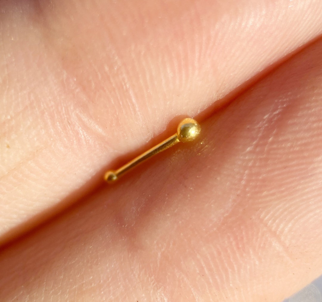 Nose Bone Gold Stud, Solid Gold 9k Nose Piercing, Gift for Her, GGB20G ...